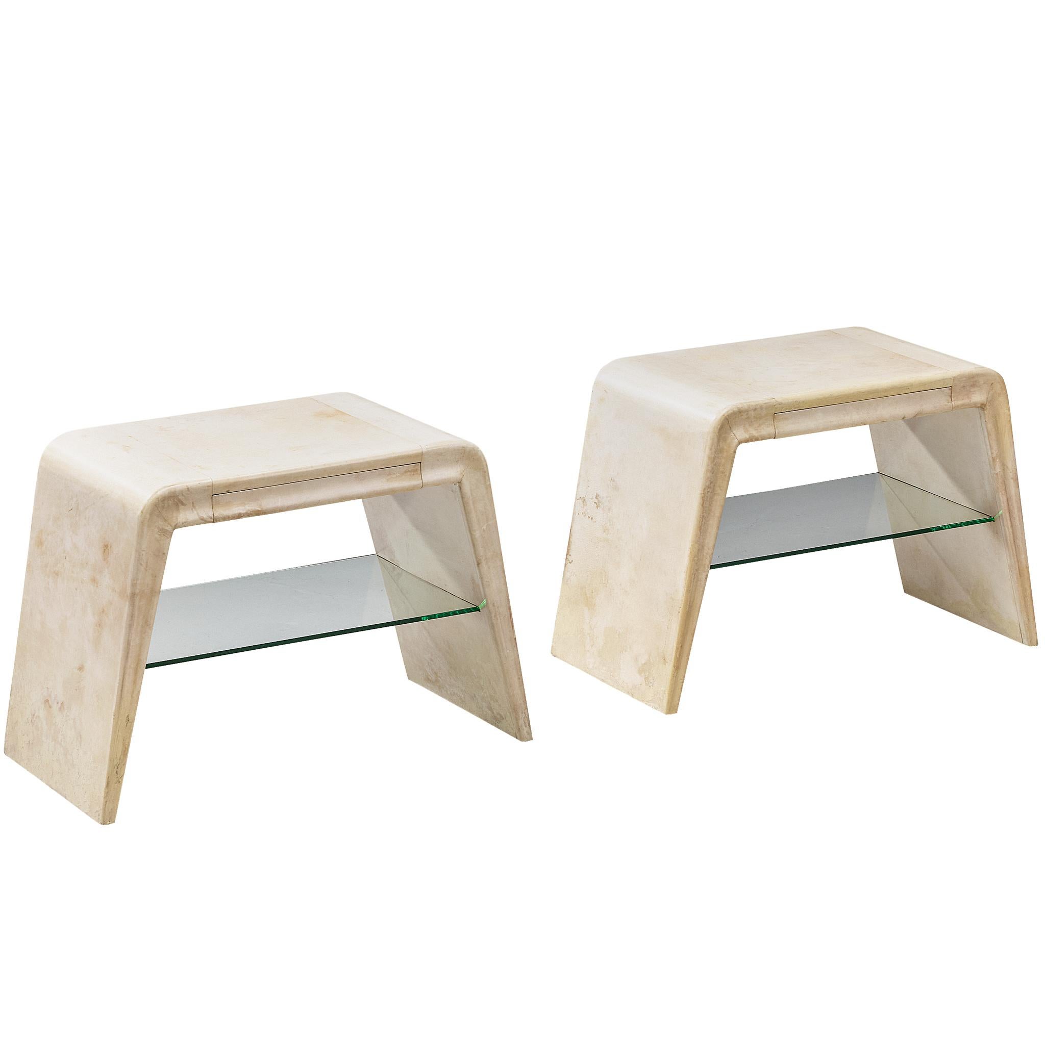 Pair of Valzania Italian Art Deco Bed or Side Tables in Parchment For ...