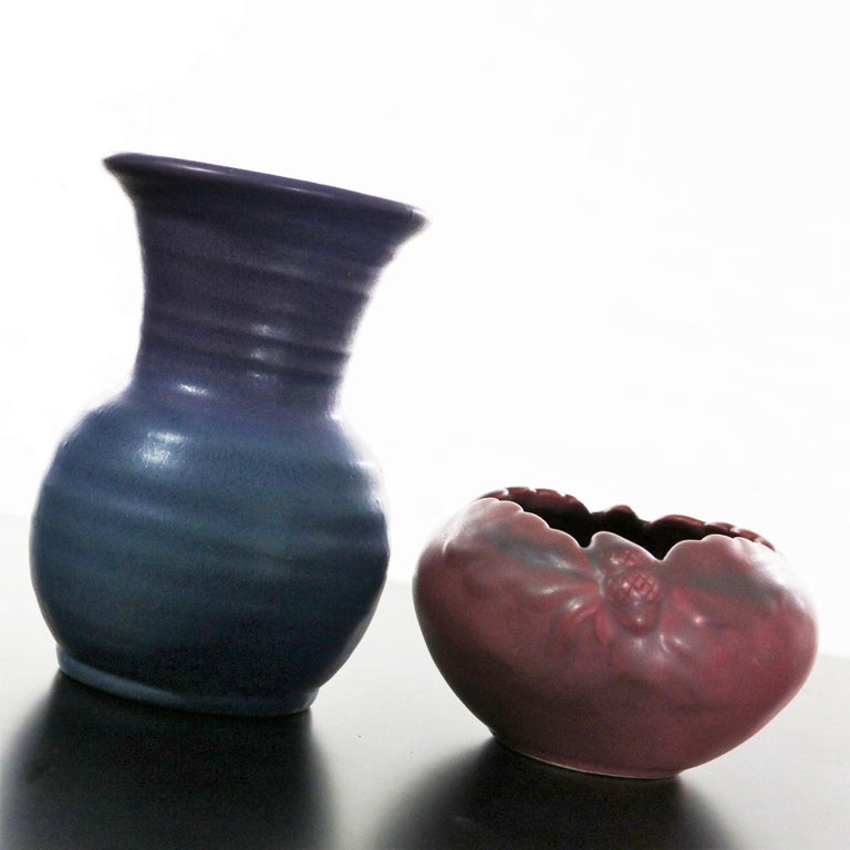 Pair of Van Briggle Pottery Pieces Persian Rose Bowl and Lilac Blue ...
