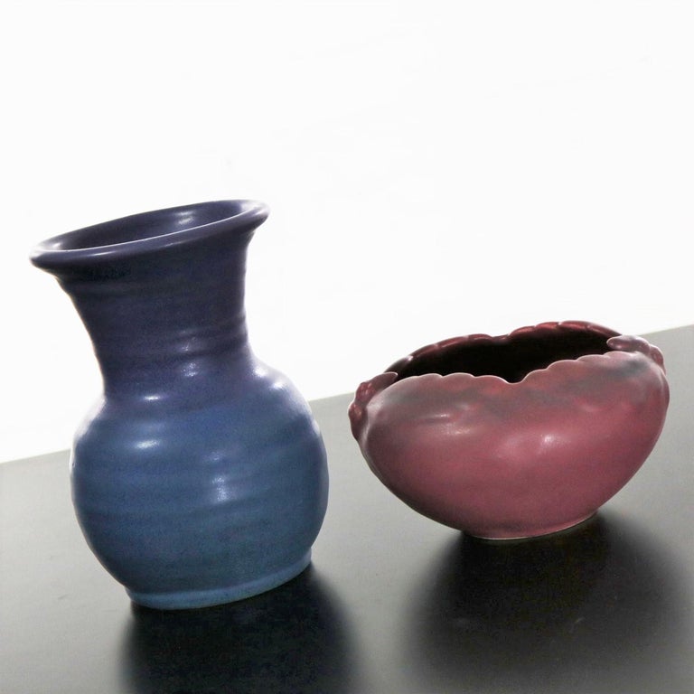 Pair of Van Briggle Pottery Pieces Persian Rose Bowl and Lilac Blue ...