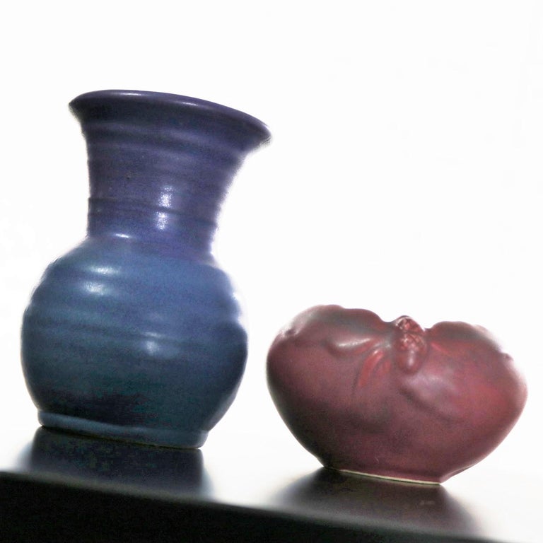 Pair of Van Briggle Pottery Pieces Persian Rose Bowl and Lilac Blue ...