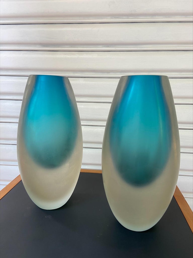 Pair of Vases, Alberto Dona Murano Glass, 1980 at 1stDibs