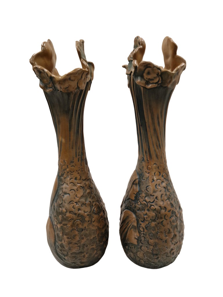 Pair of rare Vases, Bernhard Bloch, Eichwald, ~ 1900, Jugendstil / Art ...