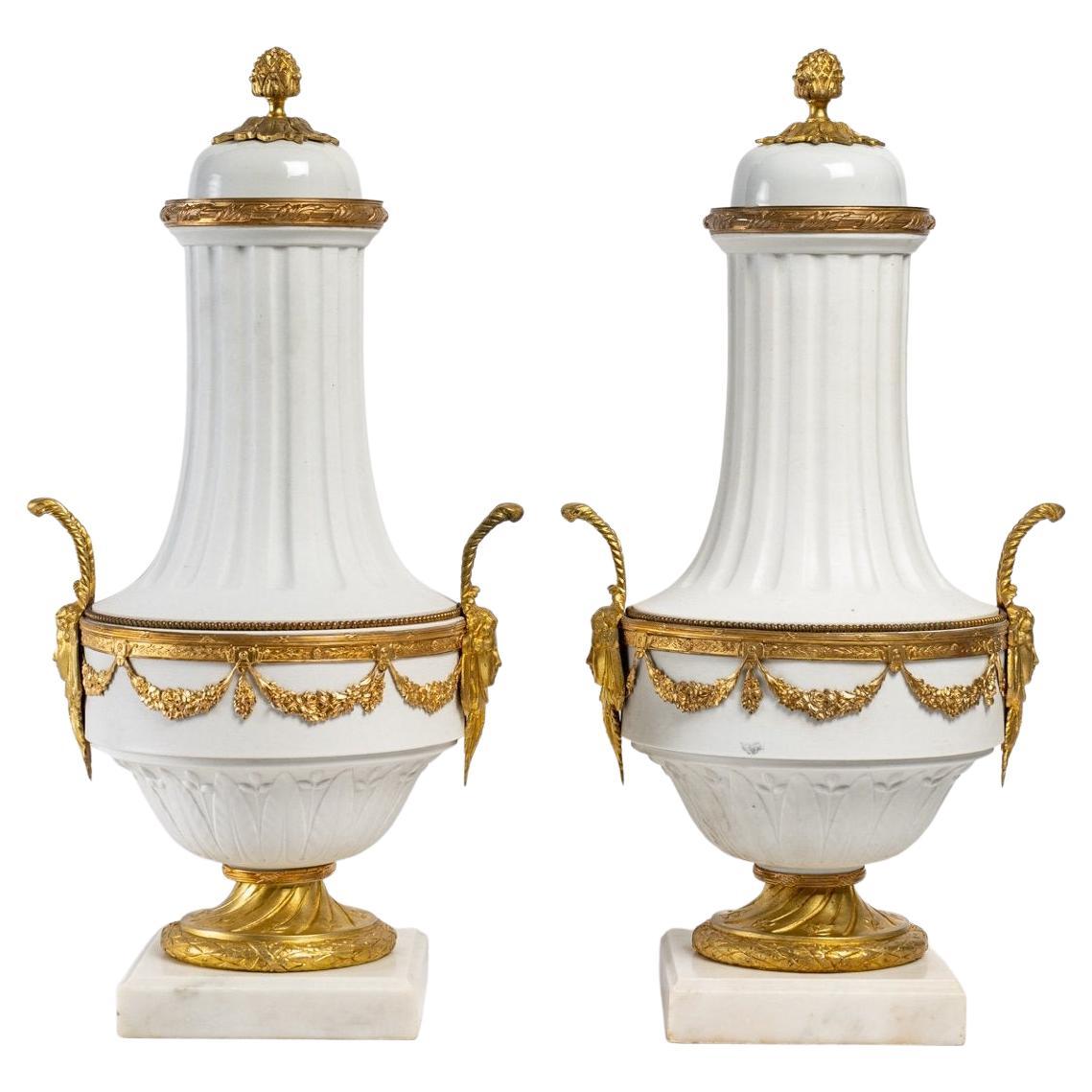 Pair of Vases in Biscuit End 19th Century at 1stDibs