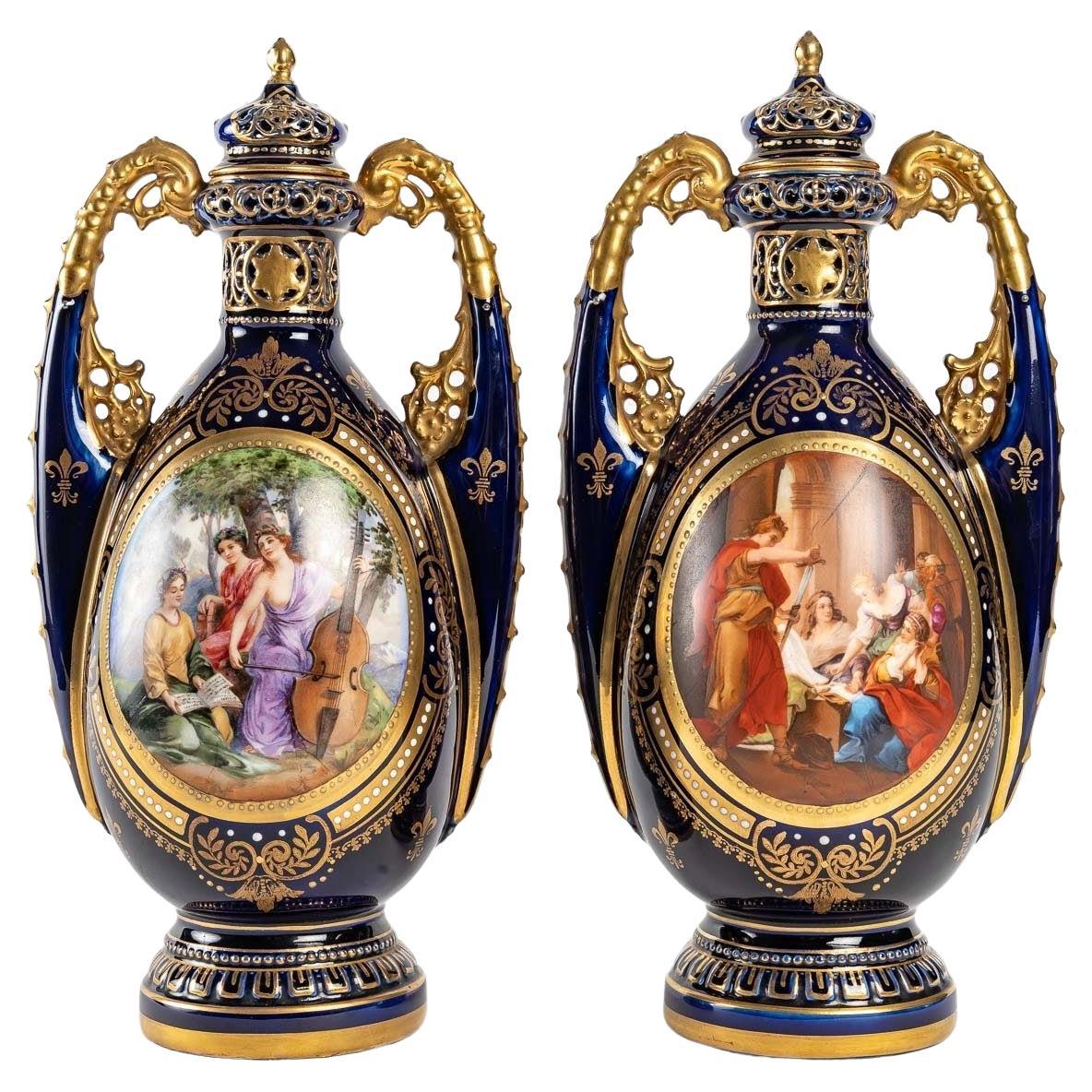Pair of Porcelain Vases from Paris, 19th Century, Napoleon III For Sale ...