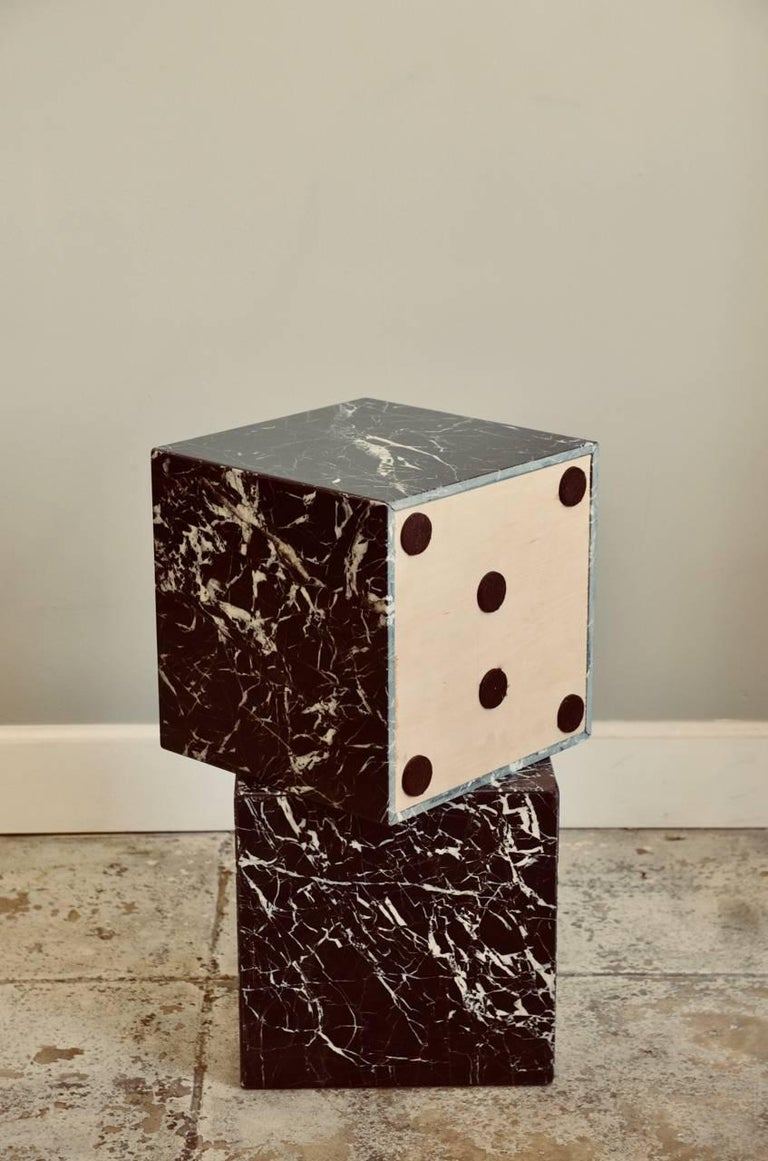 Pair of Veined Marble Block Side Tables or Coffee Table at 1stDibs