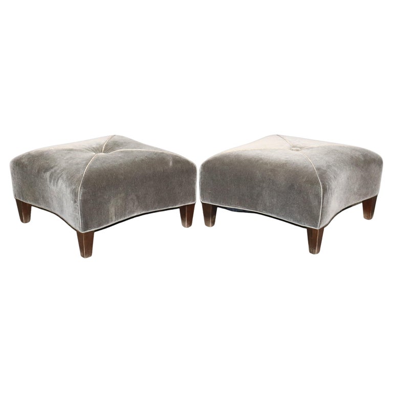Pair of Velvet Footstools For Sale at 1stDibs