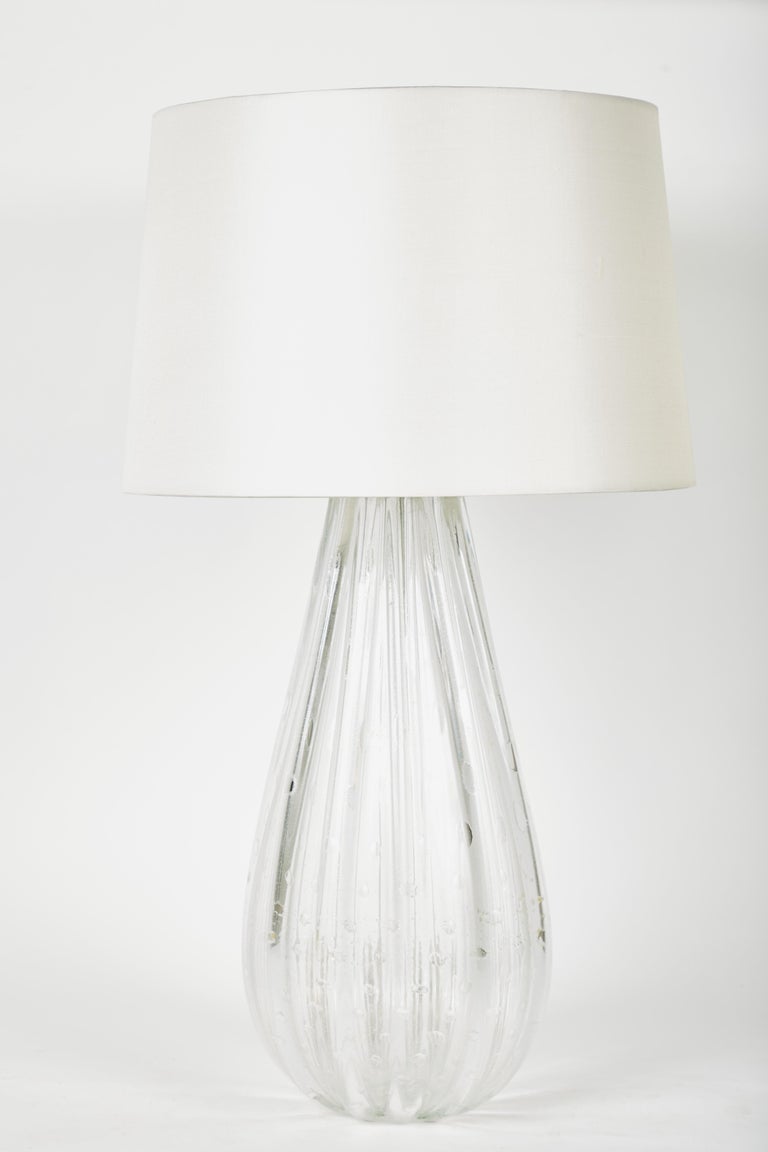 Pair of Venetian Glass Drop Lamps with Silver Leaf at 1stDibs