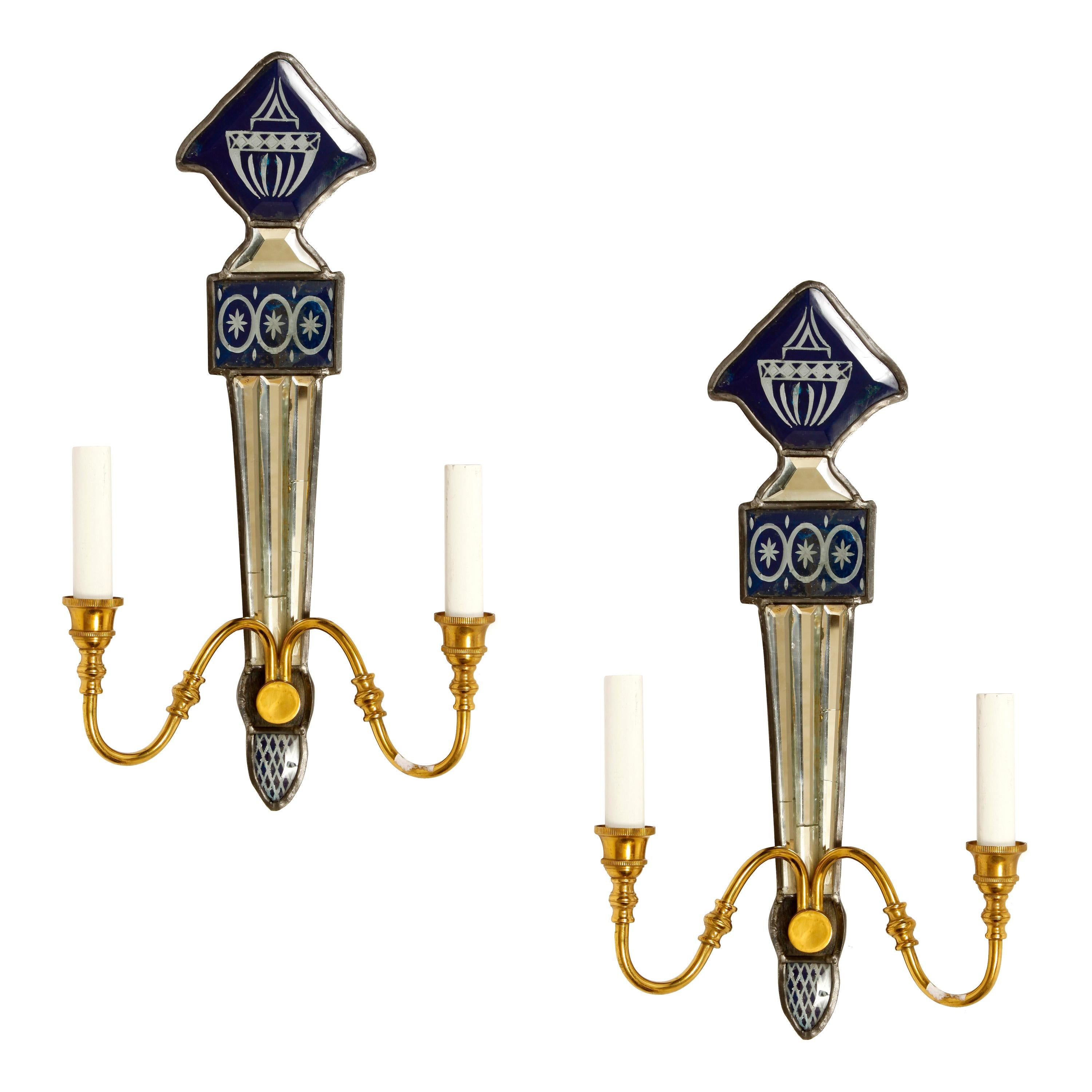 Pair of Venetian Mirror European Sconces at 1stDibs