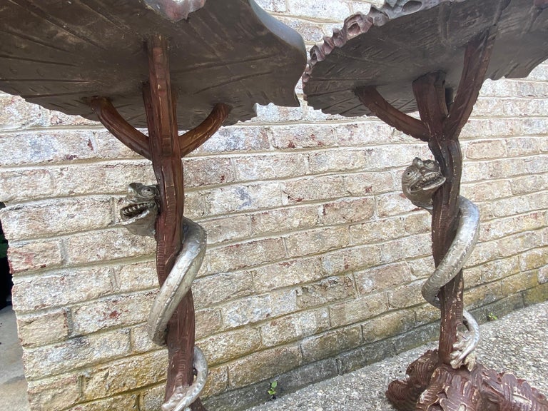Pair of Venetian Style Grotto Pedestals or Side Tables For Sale at 1stDibs