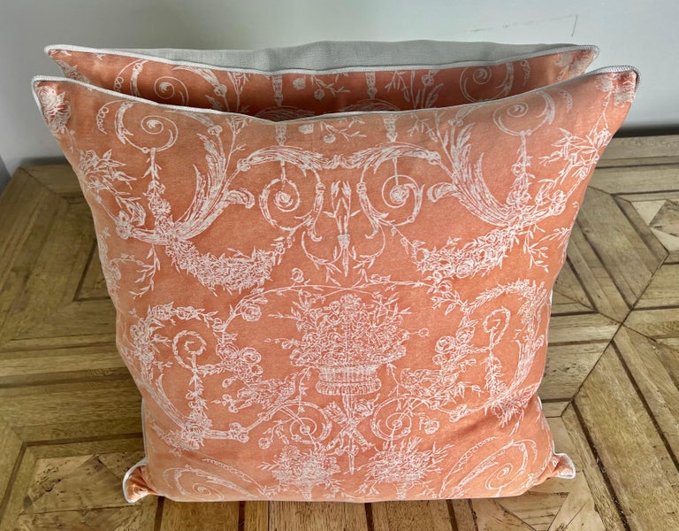 Pair of Venezianina Patterned Fortuny Textile Pillows For Sale at 1stDibs