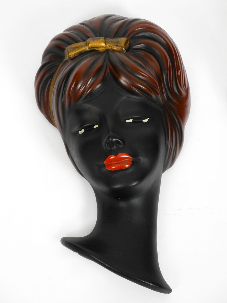 Pair of Very Beautiful Original Midcentury Hand Painted Ceramic Women ...