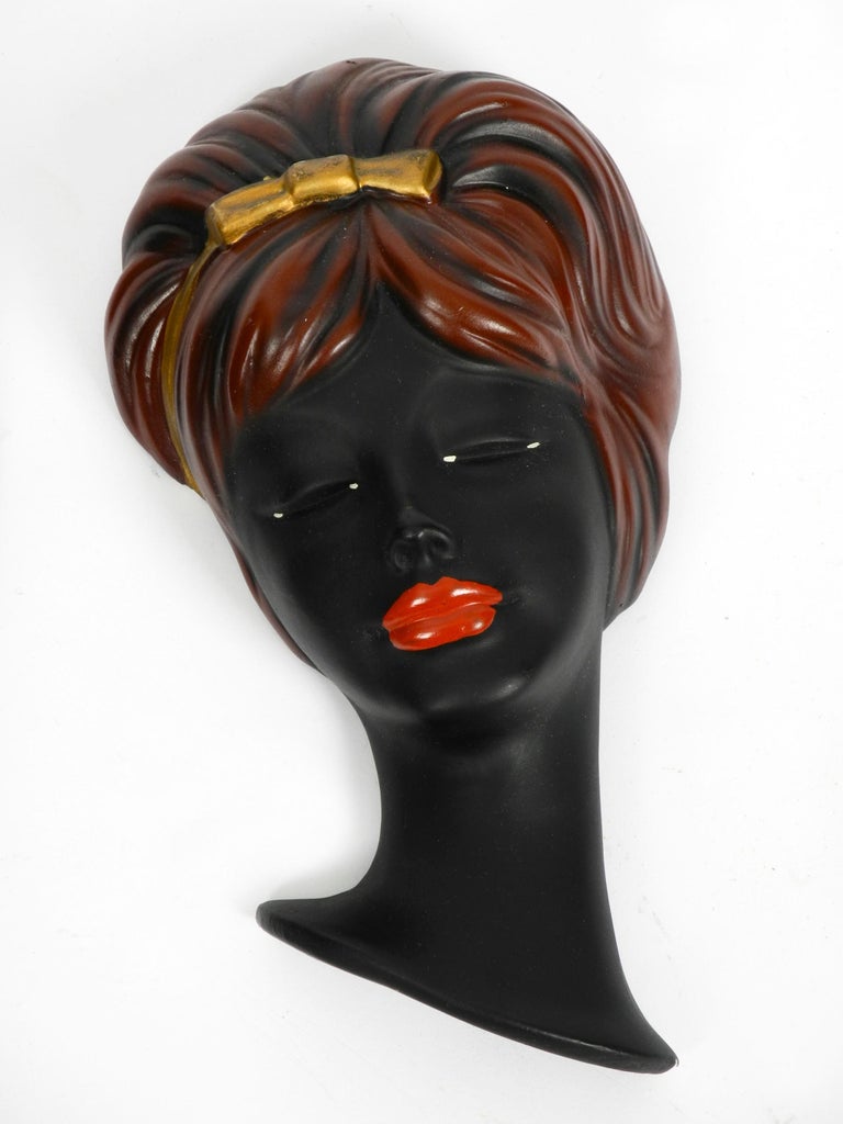 Pair of Very Beautiful Original Midcentury Hand Painted Ceramic Women ...