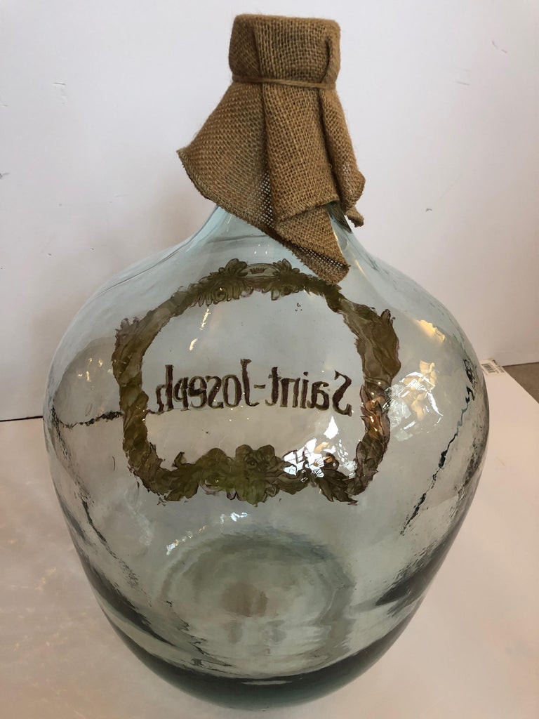 Pair of Very Large Hand Painted Wine Jars at 1stDibs