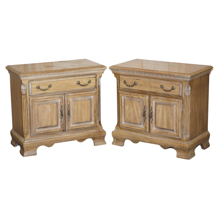 Pair of Very Large Limed Oak Bedside Nightstands or Sideboards Lovely ...