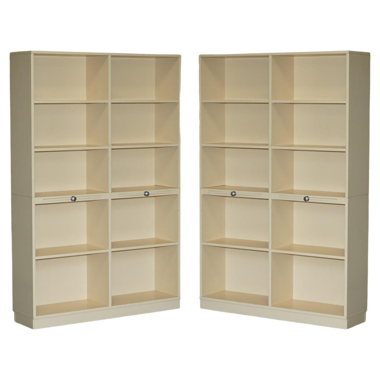 Pair of Very Large Open Bookcases with Twin Book Sorting Slip Shelves ...