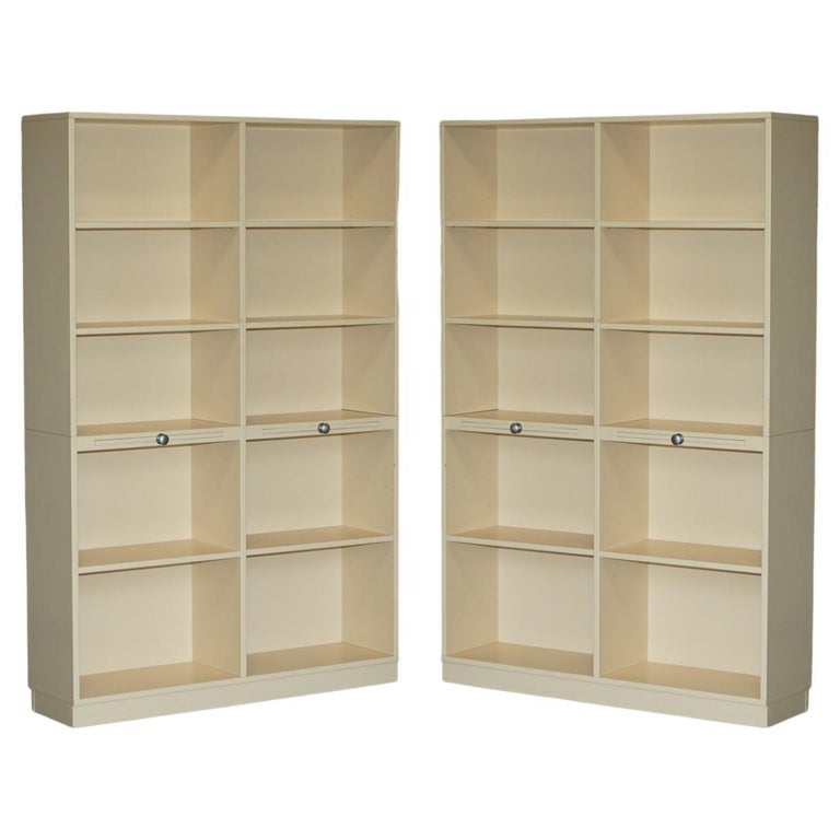 Pair of Very Large Open Bookcases with Twin Book Sorting Slip Shelves ...