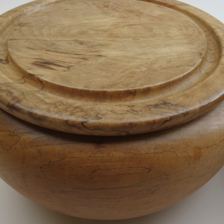 Pair of Very Large Vintage Hand-Turned Lidded Pots Large Bowls in Beech ...