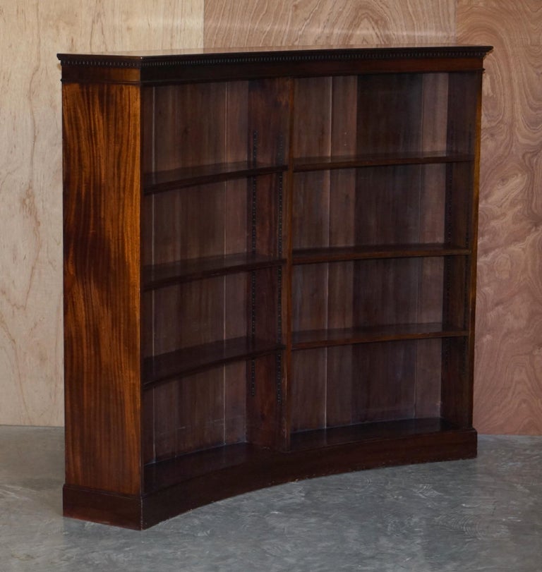 Pair of Very Rare Curved Antique Victorian Flamped Hardwood Library ...