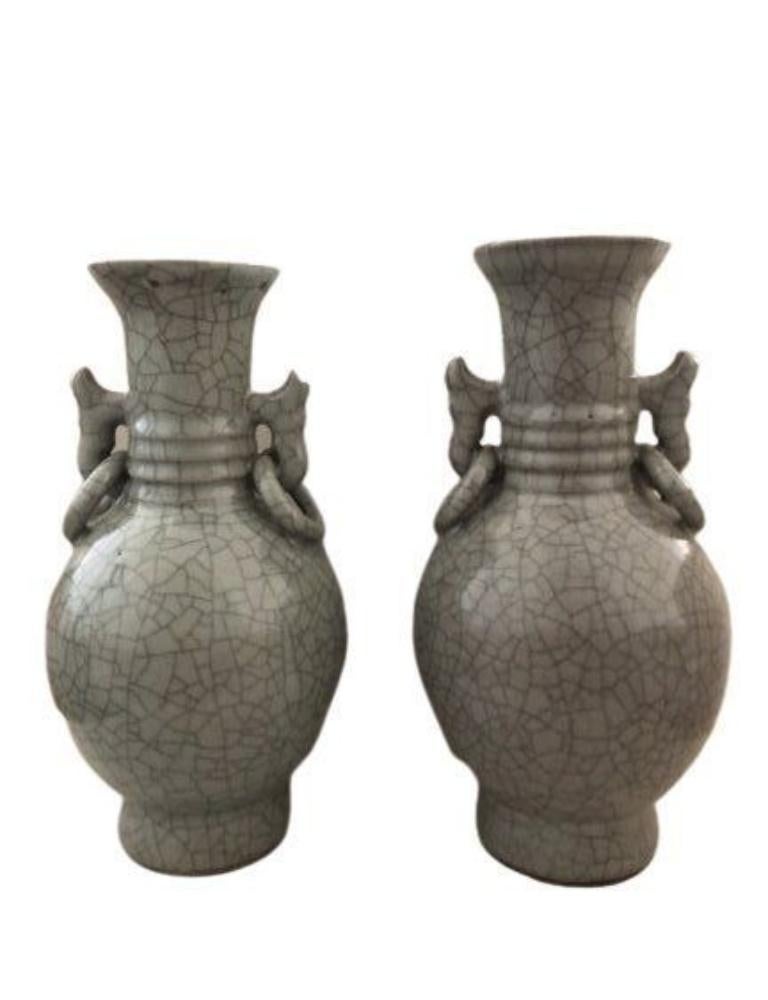 Pair of Very Rare Song Dynasty Crackle Celadon Green Porcelain Vase For ...