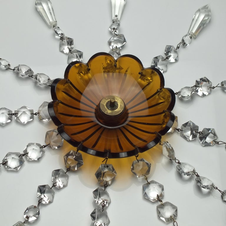 Pair of Victorian Amber Glass Lustres, circa 1850 at 1stDibs