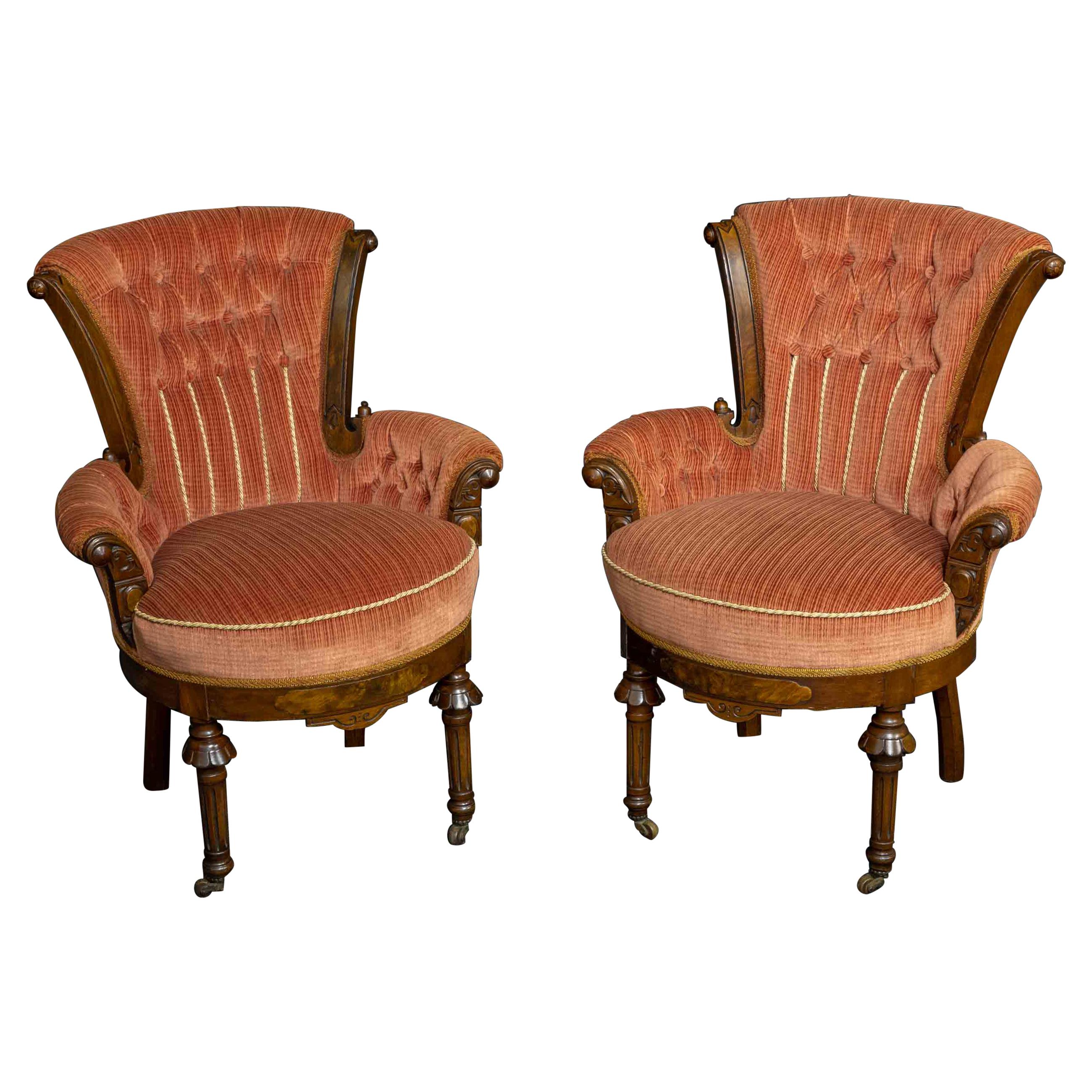 Pair of Victorian Boudoir Chairs at 1stDibs