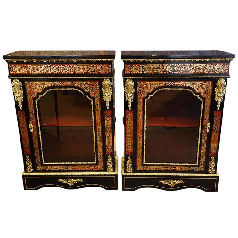 Pair of magnificent Victorian Boulle Cabinets with fine cut brass ...