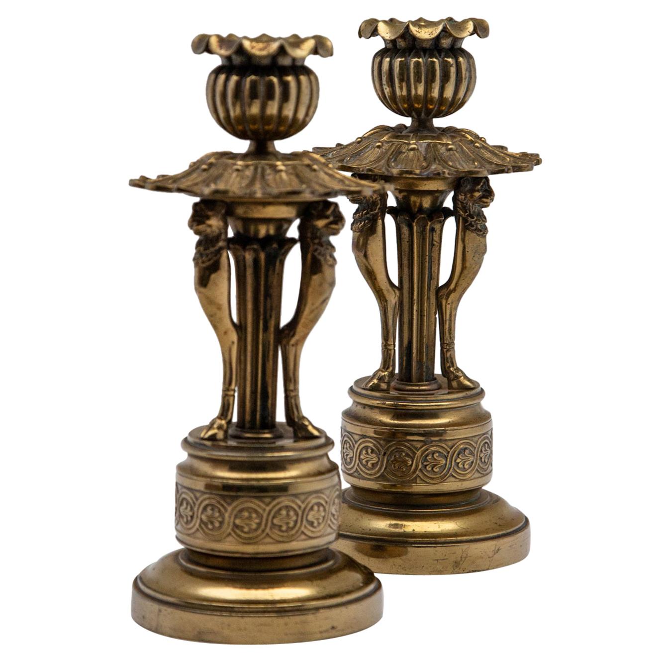 Pair of Antique Victorian Brass Candlesticks For Sale at 1stDibs