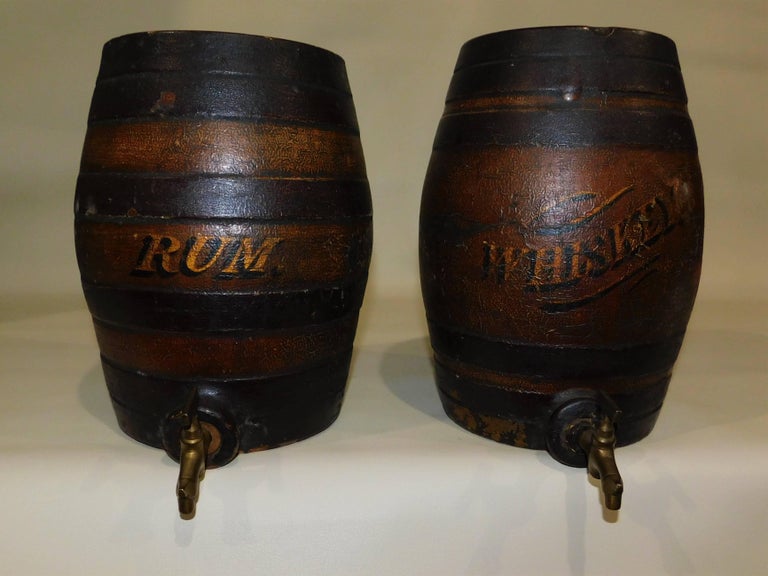 Pair of Victorian Earthenware Pottery Rum and Whiskey Liquor Cask ...