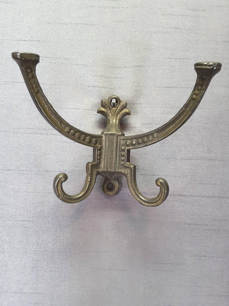 Pair of Victorian Hallstand or Coat Rack Hooks, Dated 1878 and Marked ...