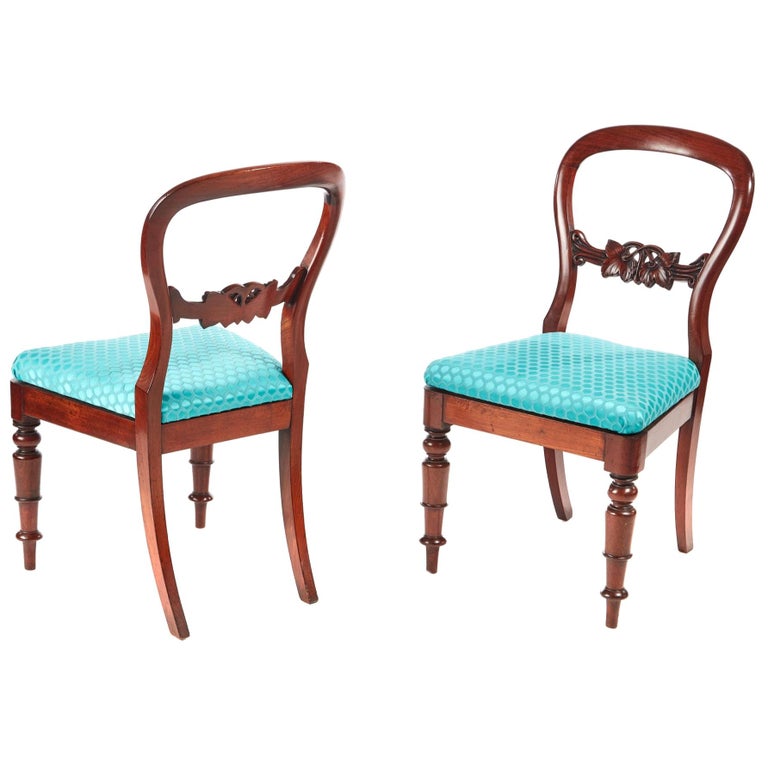 Antique Pair of Victorian Mahogany Balloon Back Side Chairs at 1stDibs
