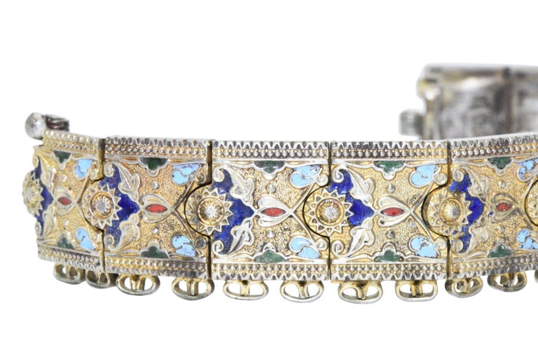 Pair of Victorian Silver Cloisonné Enamel Russian Bracelets at 1stDibs