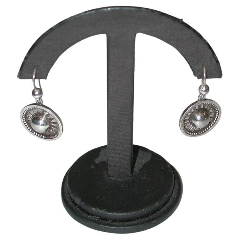 Pair of Victorian Silver Earrings, Dated, circa 1880 For Sale at 1stDibs