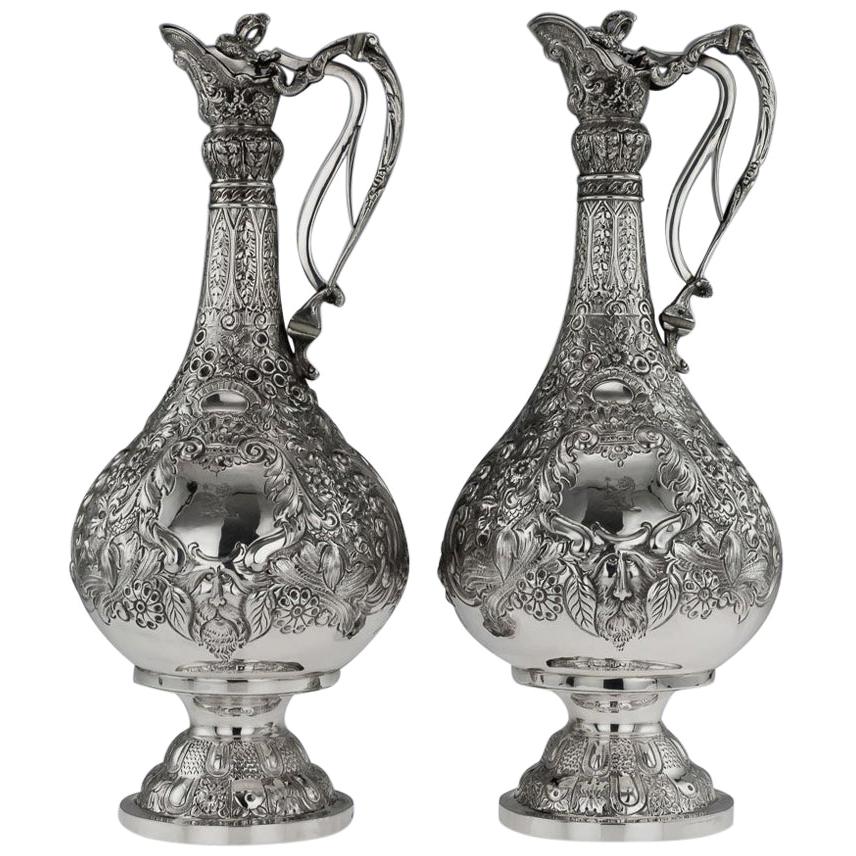 Pair of Victorian Silver Magnificent Armada Jugs, circa 1898 at 1stDibs
