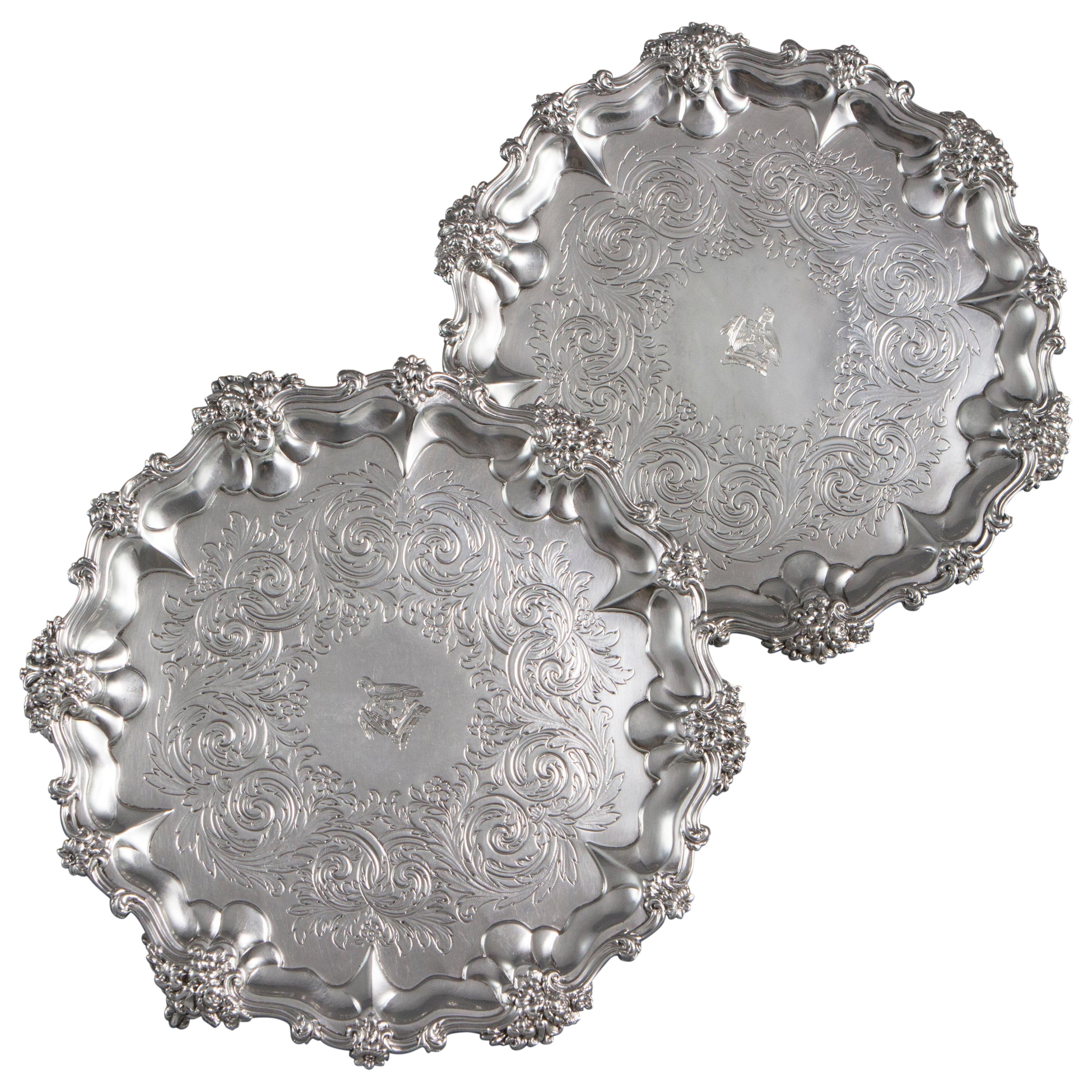 Pair of Victorian Silver Salvers/Waiters at 1stDibs