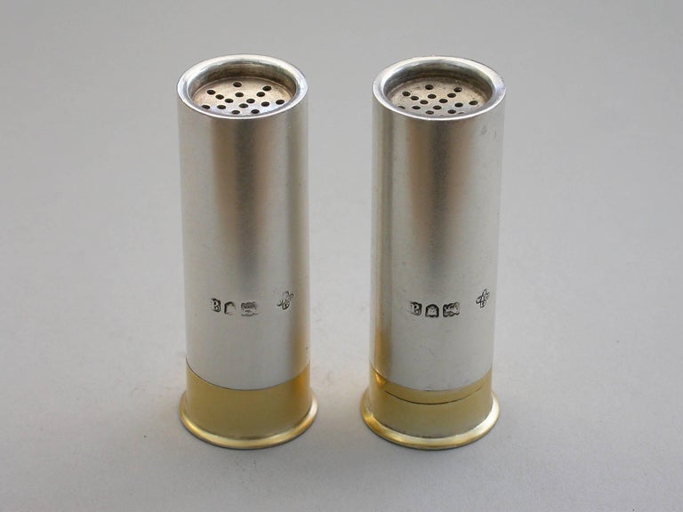 Pair of Victorian Silver Shot Gun Cartridge Peppers by Horace Woodward ...