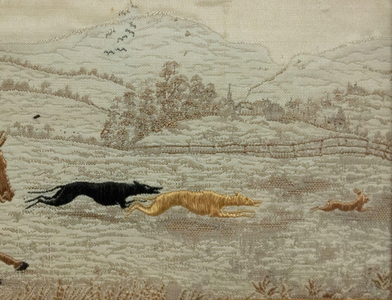Pair of Victorian Stevengraph Silk Embroidered Equestrian Hunting ...