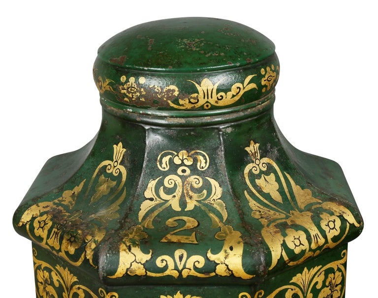 Pair of Victorian Tole Teacannisters For Sale at 1stDibs