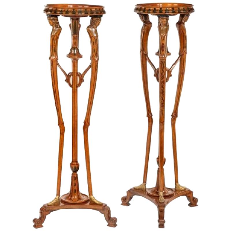 A pair of Victorian marble revolving topped pedestals For Sale at 1stDibs