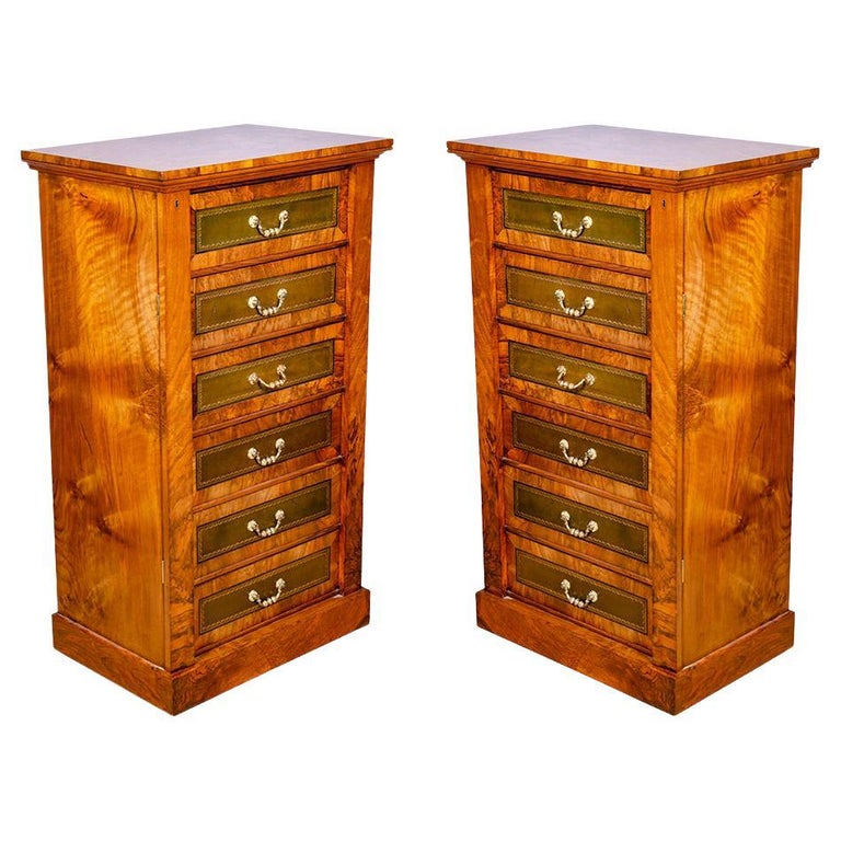 Pair of Victorian Walnut Wellington Chests For Sale at 1stDibs