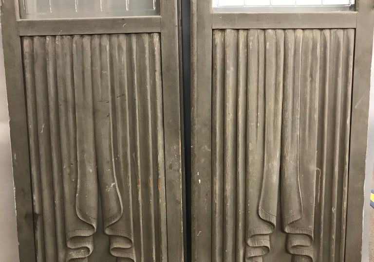 Pair of Victorian Wooden Hearse or Funeral Carriage Doors with Glass ...