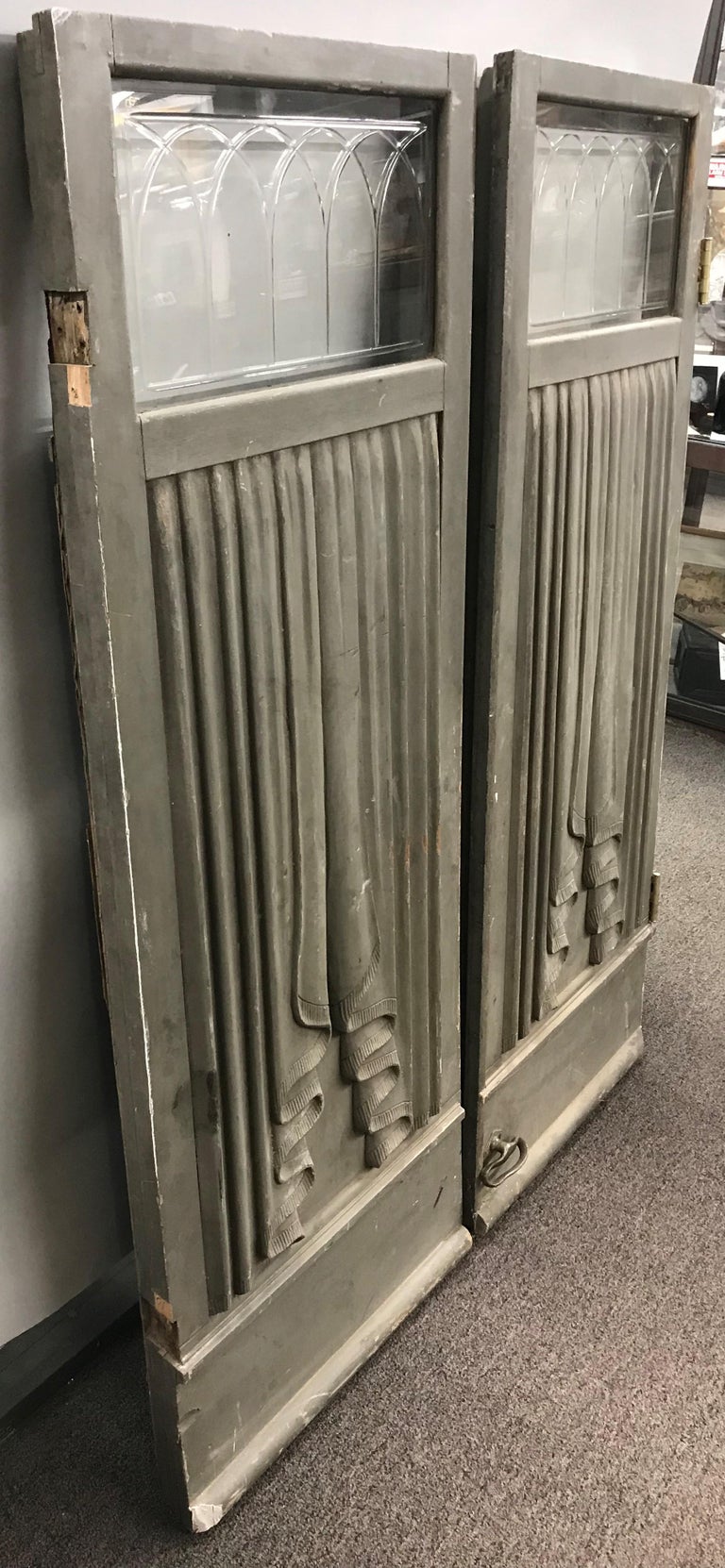 Pair of Victorian Wooden Hearse or Funeral Carriage Doors with Glass ...