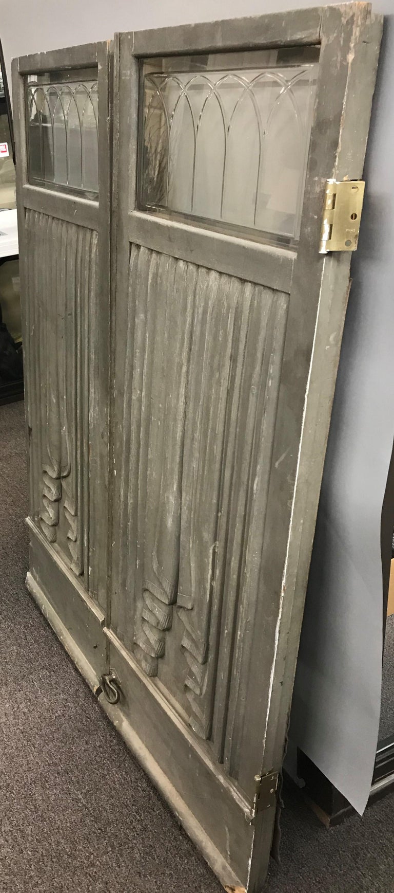 Pair of Victorian Wooden Hearse or Funeral Carriage Doors with Glass ...