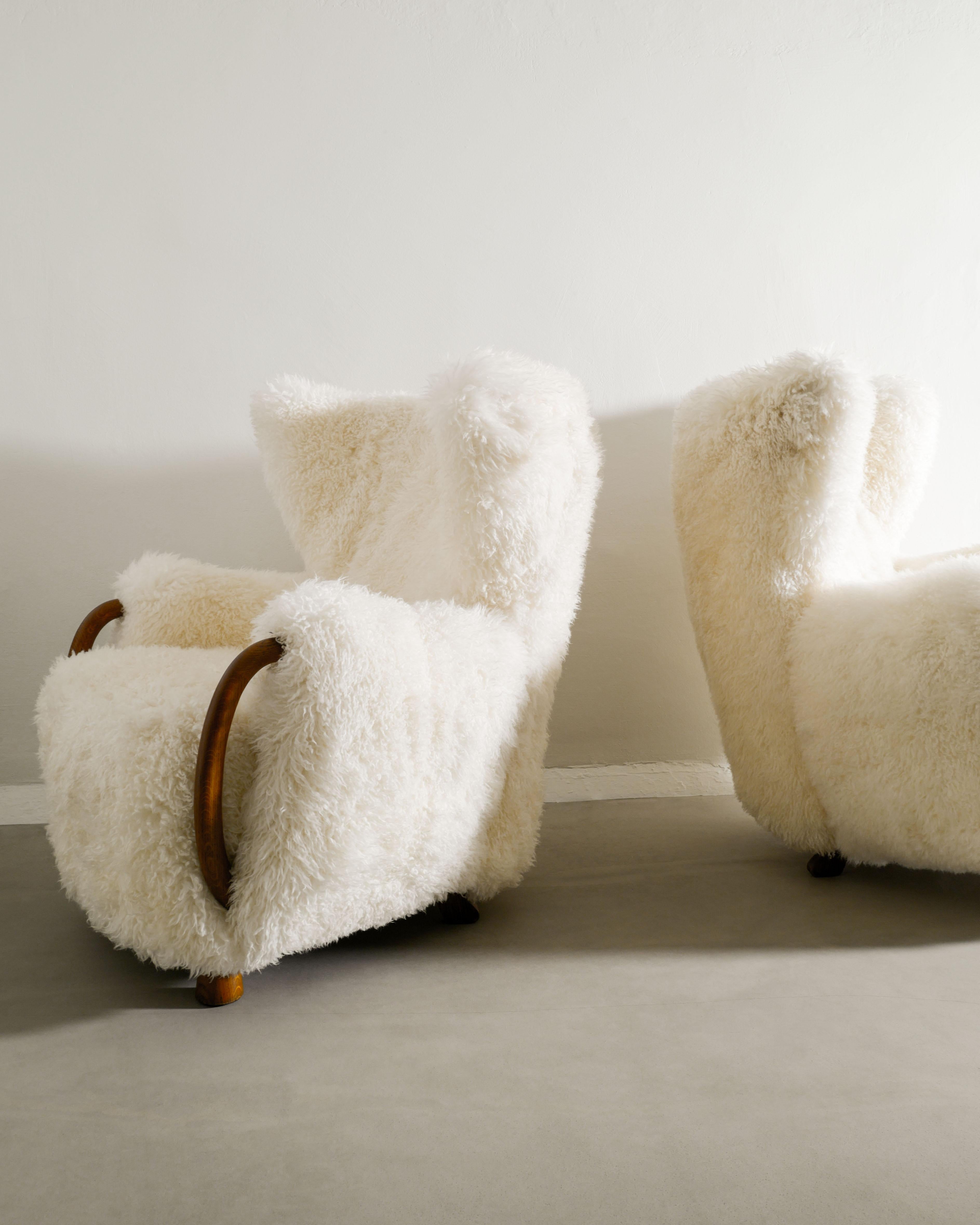 Pair of Viggo Boesen Armchairs in Beech and Sheepskin Produced in ...