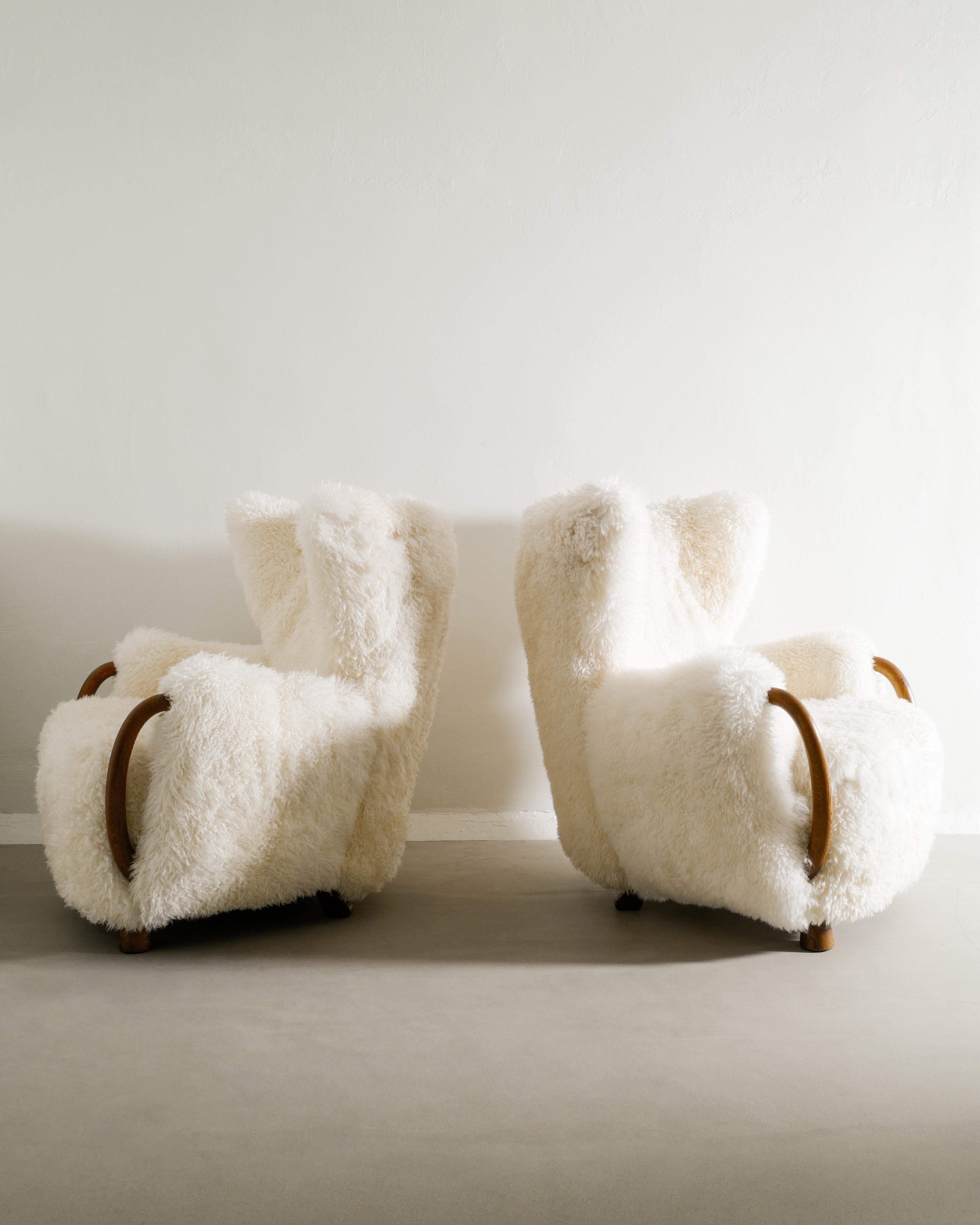 Pair of Viggo Boesen Armchairs in Beech and Sheepskin Produced in ...