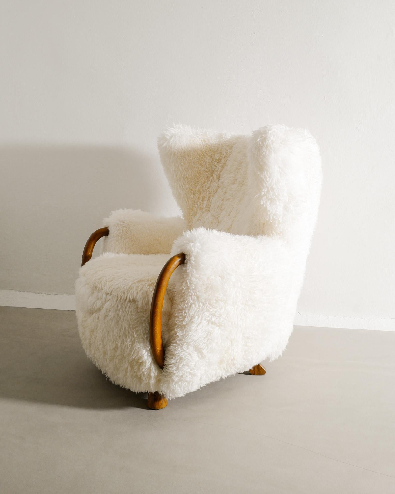 Pair of Viggo Boesen Armchairs in Beech and Sheepskin Produced in ...