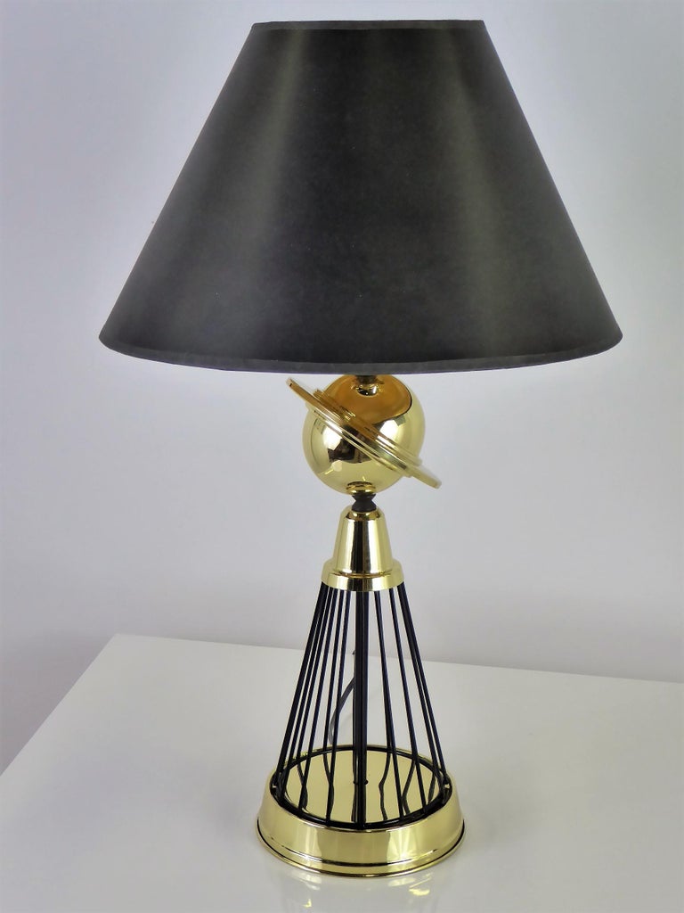 Pair of Vintage 1940s Brass and Wire Saturn Table Lamps at 1stDibs