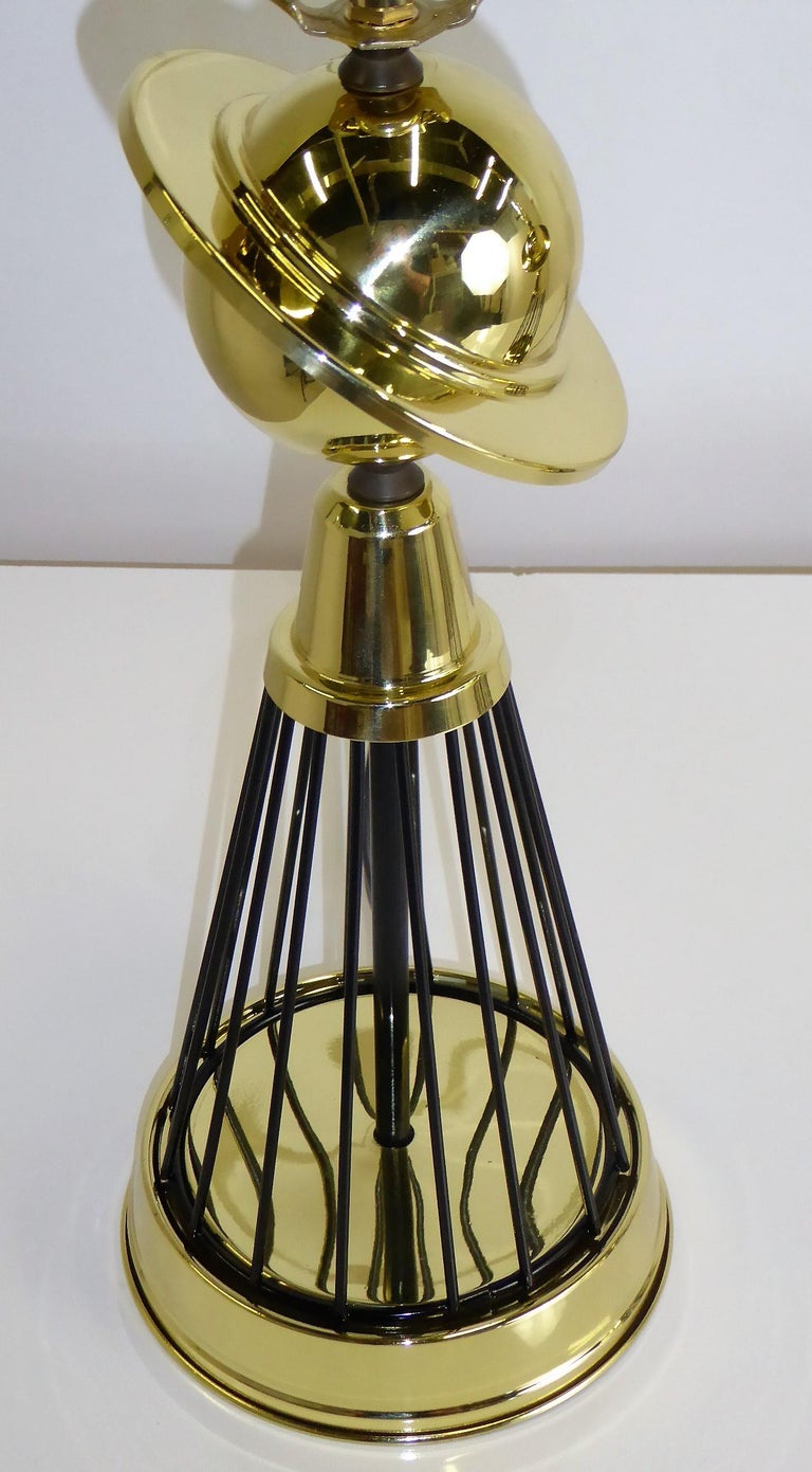 Pair of Vintage 1940s Brass and Wire Saturn Table Lamps at 1stDibs