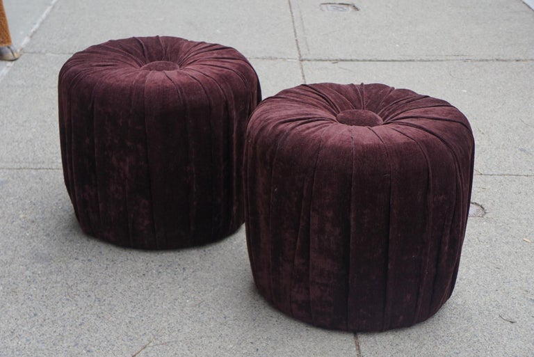 Pair of Vintage 1970s Upholstered Puffs at 1stDibs