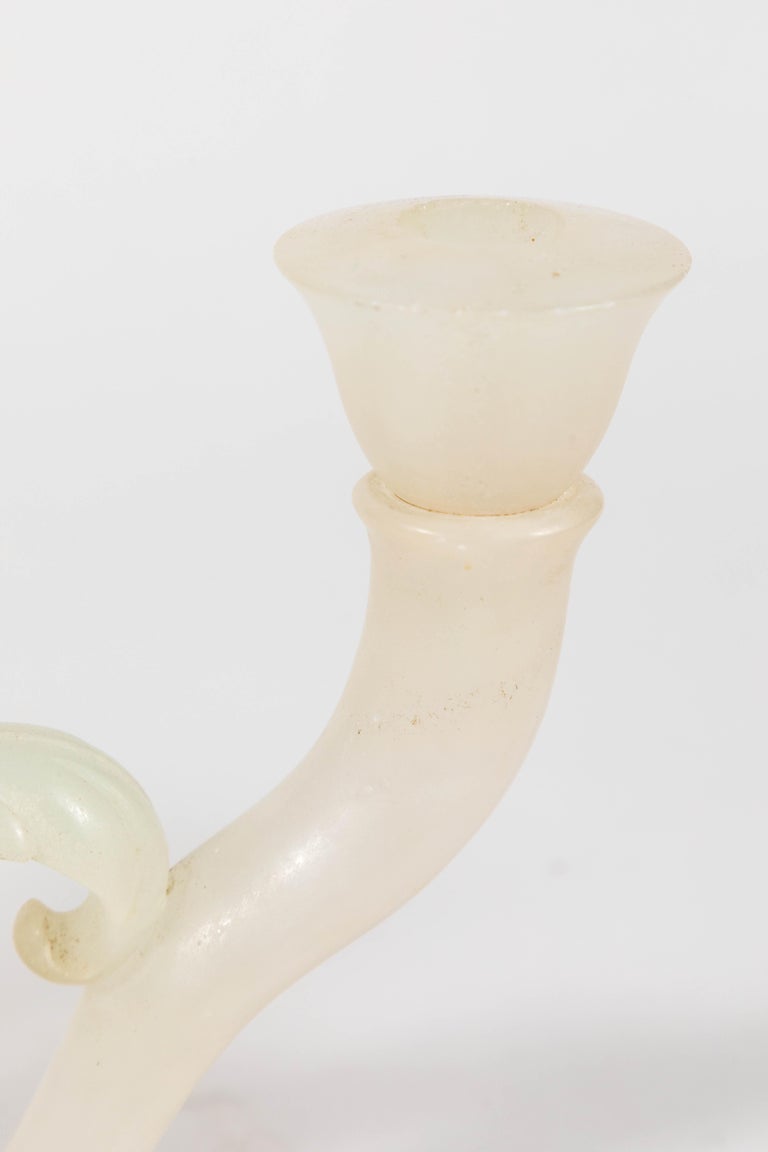 Pair of Vintage Alabaster 2-Arm Candleholders at 1stDibs