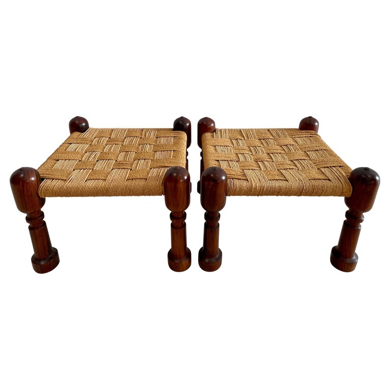 Pair of Vintage Anglo-Indian Woven Jute Stools at 1stDibs